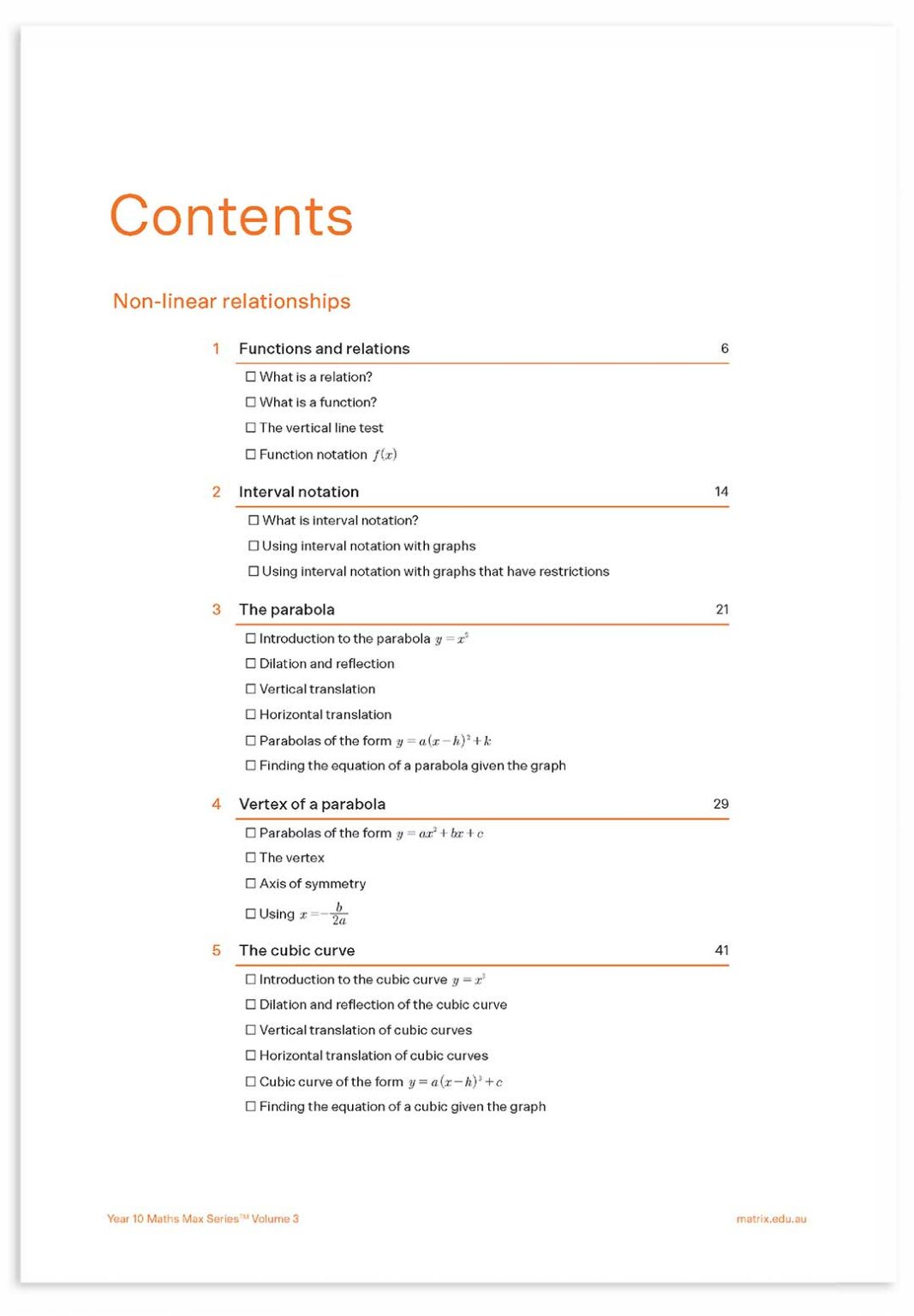 Year 10 Maths Max Series Vol 3: Non-Linear Relationships Revision Book