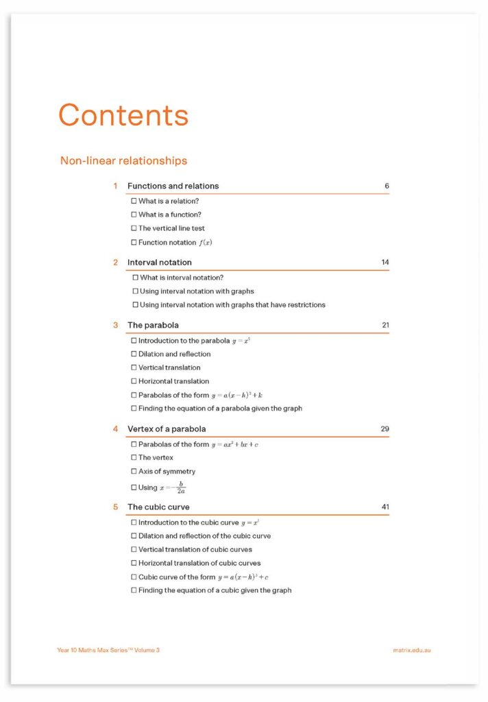 Year 10 Maths Max Series Vol 3: Non-Linear Relationships Revision Book