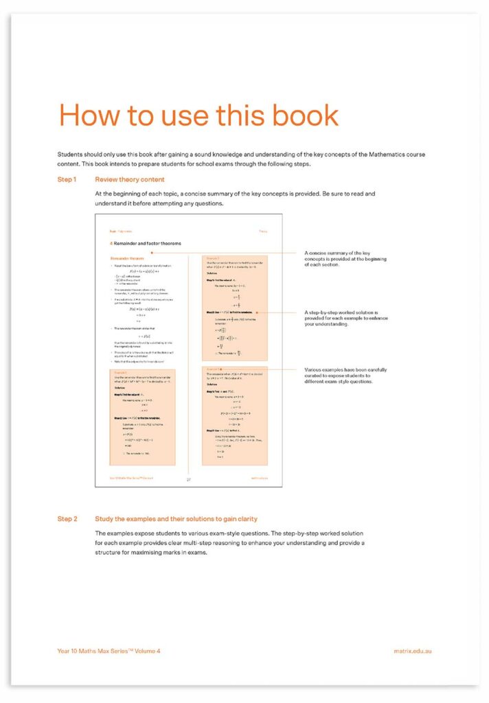 Year 10 Maths Max Series Vol 4: Polynomials Revision Book