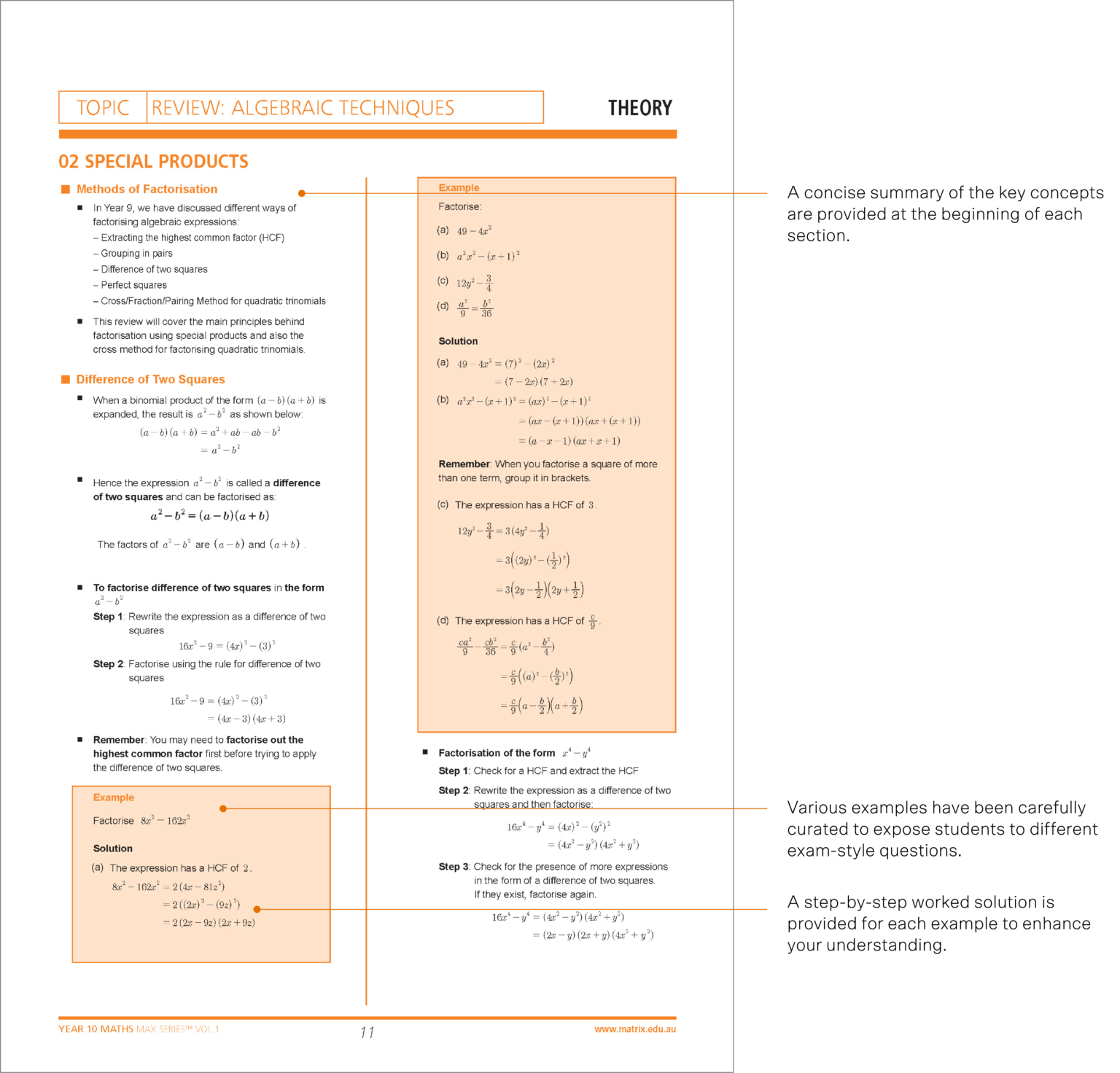 Year 10 Maths Max Series Vol 1: Quadratic Expressions and Equations ...